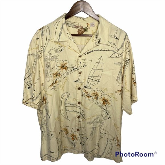 Caribbean | Shirts | Caribbean Silk Blend Shirt Floral Island Graphic ...